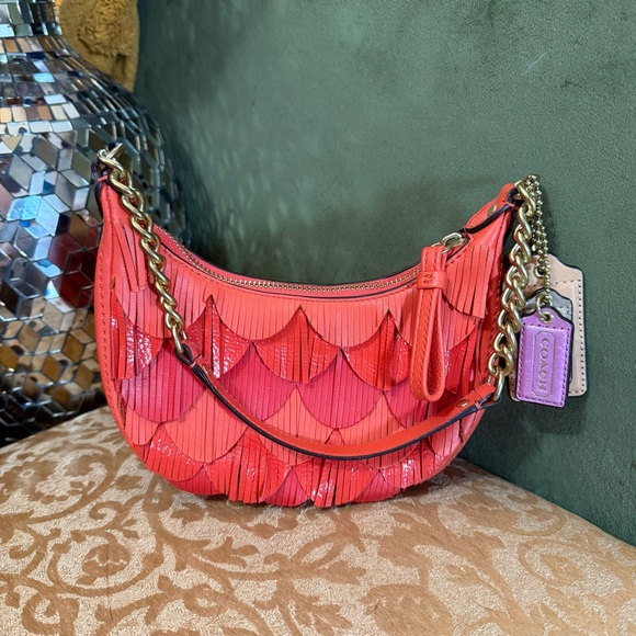 Coach | Bags | Coach Orange Scalloped Shoulder Bag | Poshmark